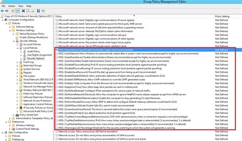 Missing Mss Settings In Security Options Of Group Policy Gpo