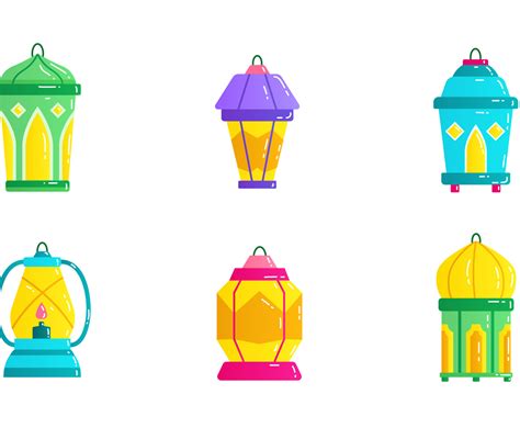 Eid Mubarak Lantern Icon Set