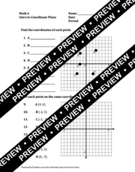 Intro To The Coordinate Plane Notes And Homework By Freshly Squeezed