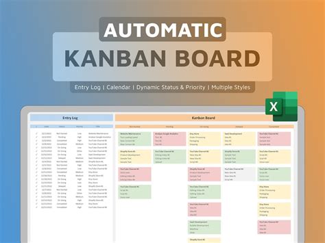 Kanban Board Excel Template Task Tracker Project Management Gantt