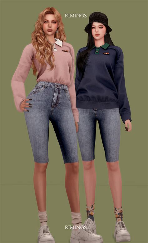 Rimings Cat Patch Collar Sweat Shirt And Short Rimings