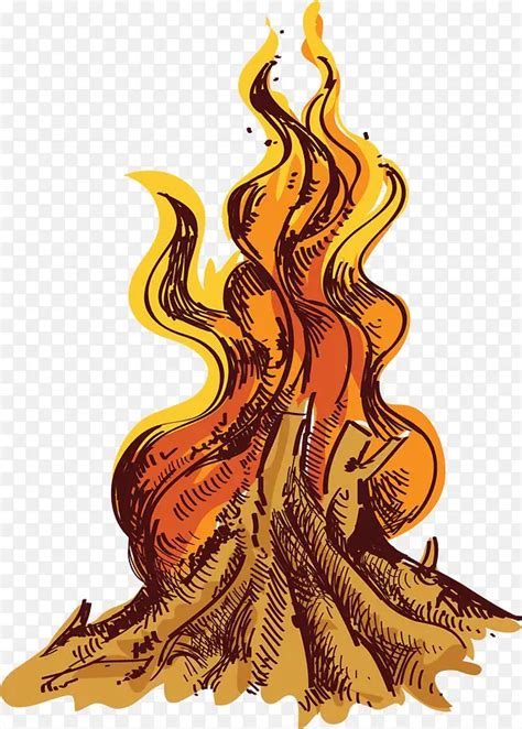 创意水彩篝火卡通插画png图片素材下载图片编号10374481 Png素材网