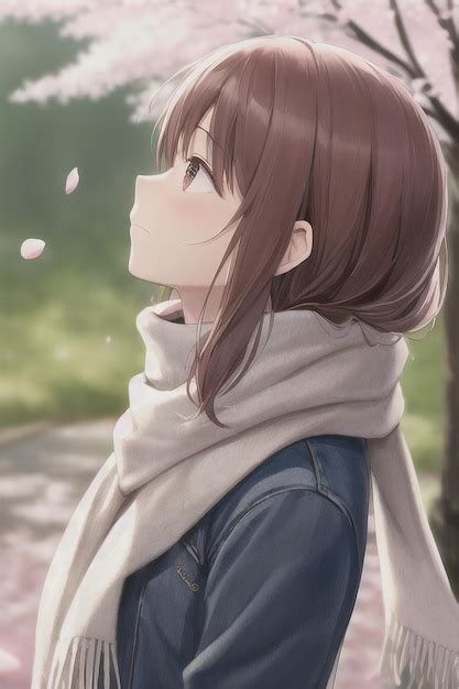 Premium Ai Image Anime Girl Looking Up At The Sky