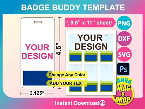 Badge Buddy Template Id Badge Template Id Badge Blank Template Svg Canva Dxf Ms Word Docx