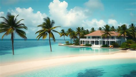 Tropical Beach Resort Paradise Representing Vacation Destinations And Luxury Generative Ai