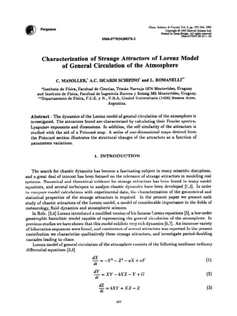 Characterization Of Strange Attractors Of Lorenz Model Pdf Chaos