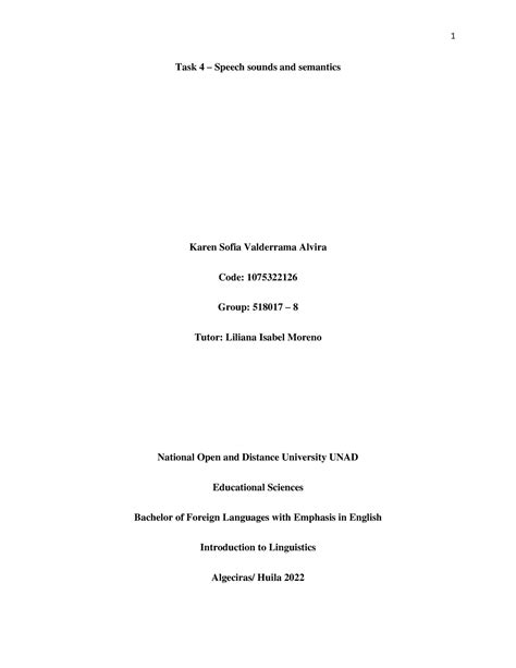 518017 Taks 4 Karen Sofia Valderrama Alvira 1 Task 4 Speech Sounds And Semantics Karen
