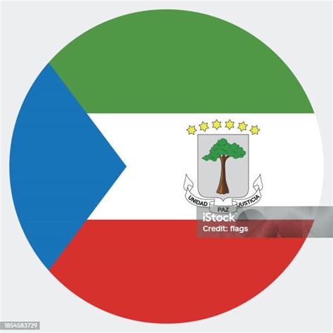 적도 기니의 국기 버튼 플래그 아이콘입니다 표준 색상 원 아이콘 플래그입니다 컴퓨터 일러스트레이션 디지털 일러스트레이션 벡터 일러스트 레이 션입니다 개념에 대한 스톡 벡터