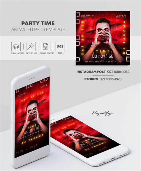 Red Creative Party Time Premium Instagram Stories Template Animated