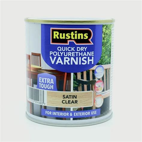 Rustins Polyurethane Satin Varnish 500ml Clear Status Home Care