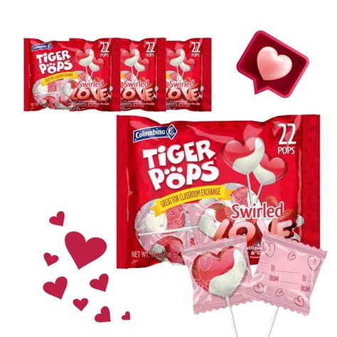 Colombina Swirled Love Tiger Pops Strawberry And Cream