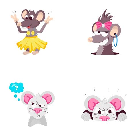 Premium Vector Bundle Of Cute Rat Activities Flat Stickers