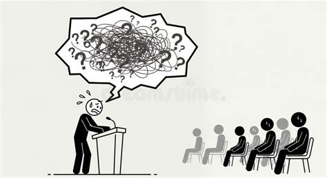 Confused Stick Figure Leaning On A Question Mark Stock Vector