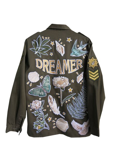 Dreamer Embroidered Khaki Jacket Medium Jacket Decoration
