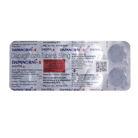 Dapanorm 5mg Strip Of 10 Tablets Health And Personal Care