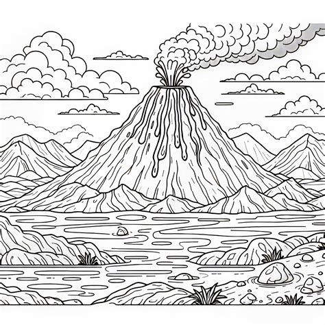 Vulkan Eksplodira Brezplačna Slika Za Barvanje