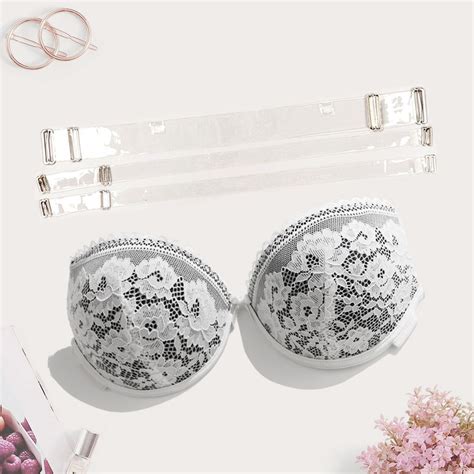 Softrhyme Womens Invisible Bra Sexy Lace Underwear Clear Shoulder Strap Back Strap Underwire