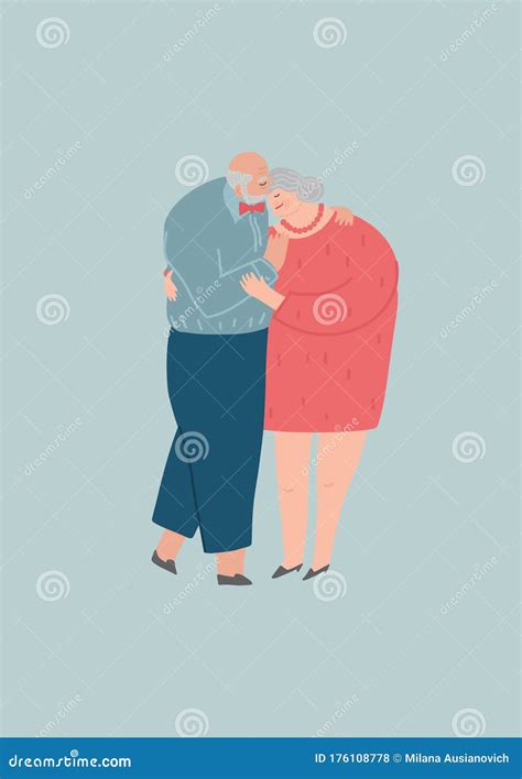 Senior Couple Elderly People Hug Together Old People In Love Man And