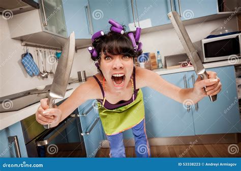 Crazy Funny Housewife Stock Image Image Of Expression 53338223