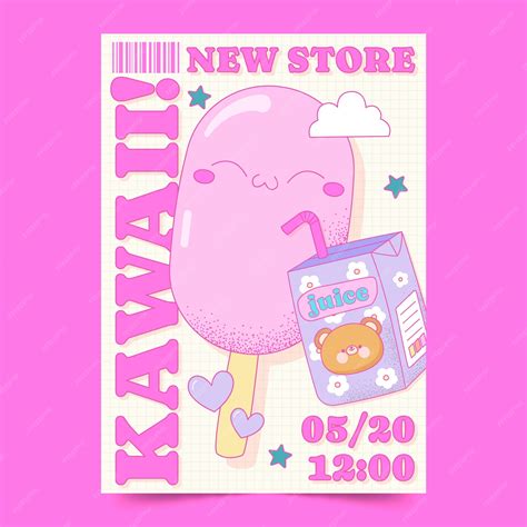 Premium Vector Hand Drawn Kawaii Poster Template