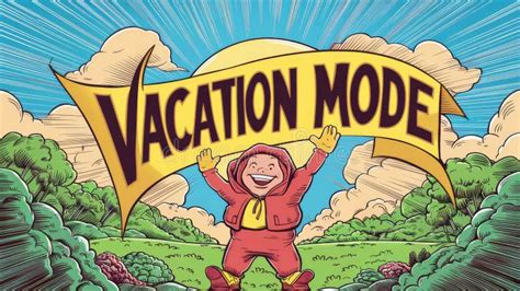 A Cartoon Character Holding A Sign That Says Vacation Mode Ai Stock