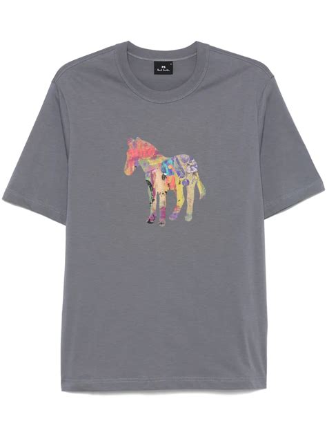 Ps Paul Smith Zebra Print T Shirt Blue Farfetch