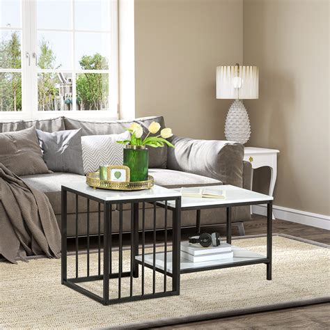 Homcom Modern Coffee Table Set Of Two