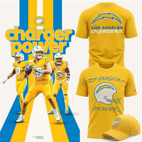 Los Angeles Chargers Yellow Graphic Fan Power Cotton T Shirt Goteamjs