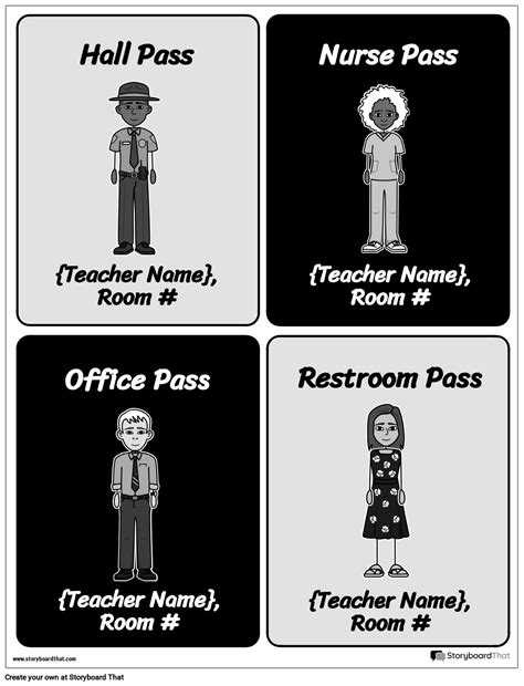Custom Hall Passes Template Storyboard By Templates