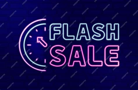 Premium Vector Neon Light Line Illustration Of Flash Sale With Hour