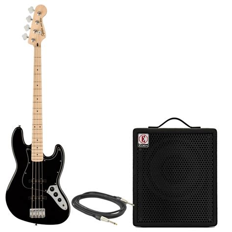 Squier Affinity Jazz Bass Mn Black And Eden Ec10 50 Watt Bass Combo