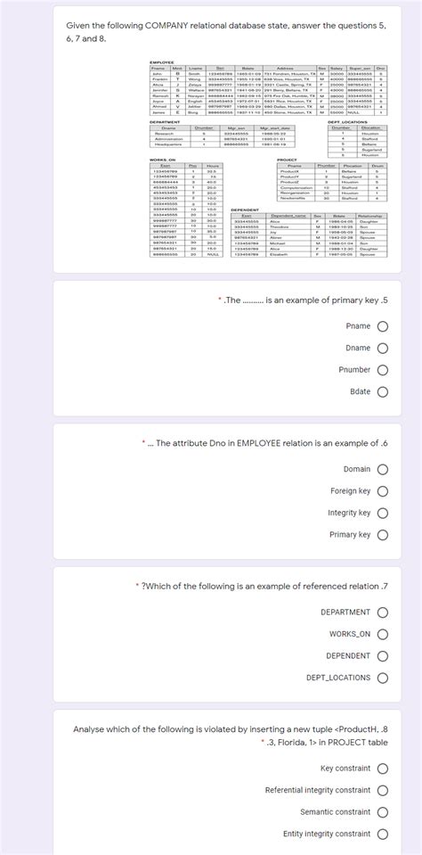 solved given the following company relational database