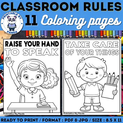 Classroom Rules Coloring Pages Printable Worksheet Pdf And  Files