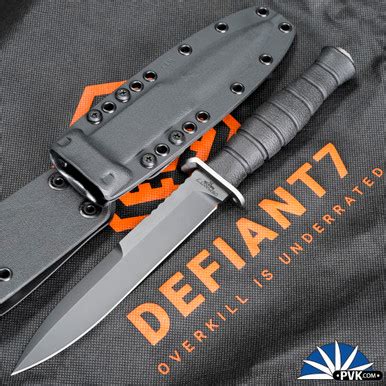 Defiant 7 M320 Fixed Blade Black Cerakote Cpm 3v Black Grippy