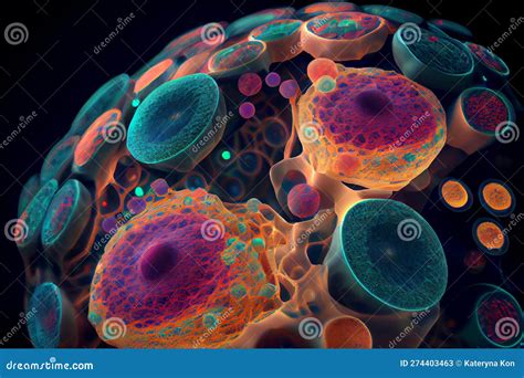 Human Cells Under Microscope Generative Ai Illustration 库存例证 插画 包括有