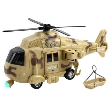 Military Helicopter Toy With Lights And Sound Sirens Friction Powered