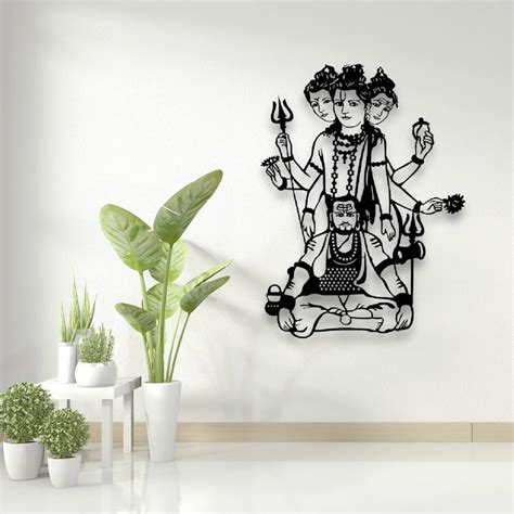 Black Acrylic Aadesh Baba Dattatreya Swamy Laser Cutting 2d Modern Wall