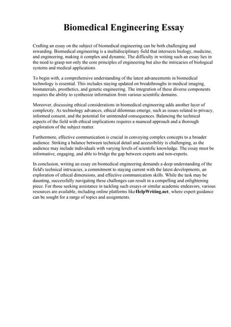 Biomedical Engineering Essay College Of Coastal Georgia Pdf