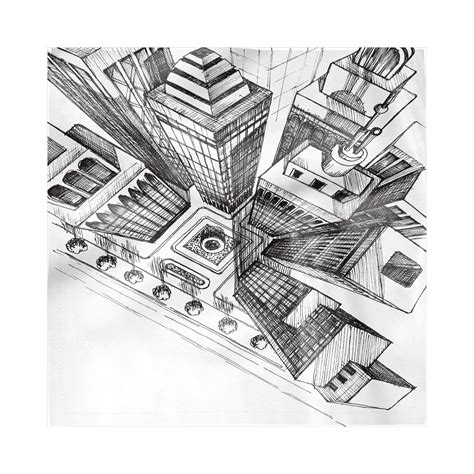 4 Point Perspective Drawing City