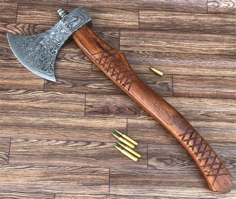 Ax 0019 Custom Made Damascus Steel Axe Gorgeous And Solid Etsy
