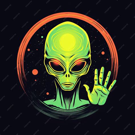 Premium Ai Image Peaceful Vintage Vibes Colorful 2d Alien Graphic