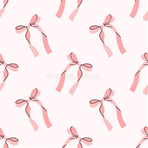 Cute Pattern Seamless Pink Ribbon Bow Cute Feminine Romantic