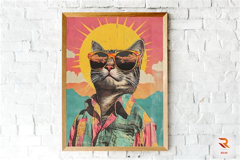 Retro Poster Vintage Cool Cat Wall Art Graphic By Ricco Art · Creative