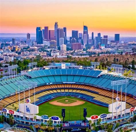 Los Angeles Dodgers Baseball Stadium At Sunset