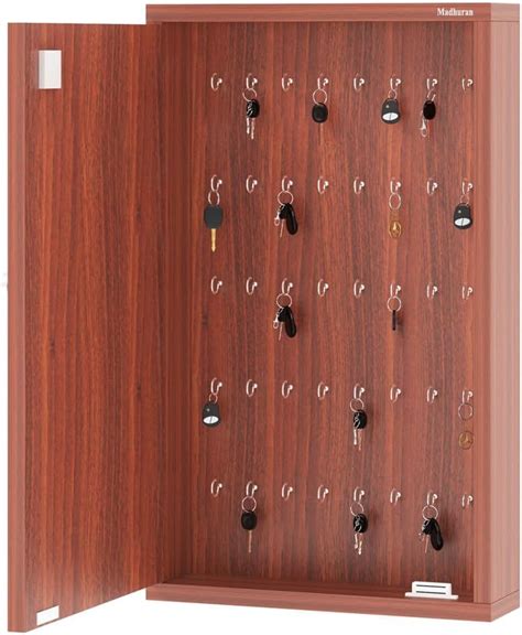 Madhuran Box Engineered Wooden Wall Mount Key Holder 40 Metal Hook