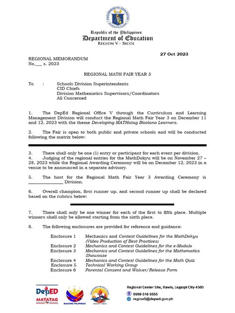Draft Memo Regional Math Fair Year 3 Pdf Mathematics Multiple Choice