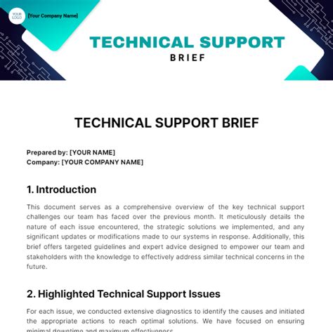 Free Technical Support Brief Template To Edit Online
