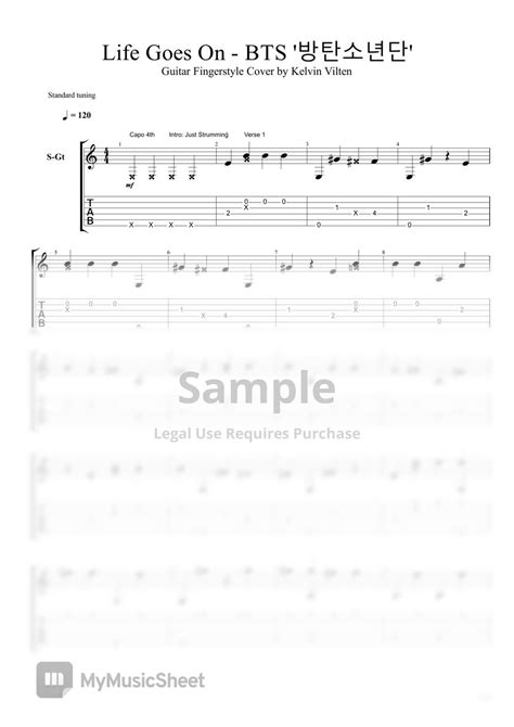 Bts Life Goes On Fingerstyle Sheet Music By Kelvin Vilten