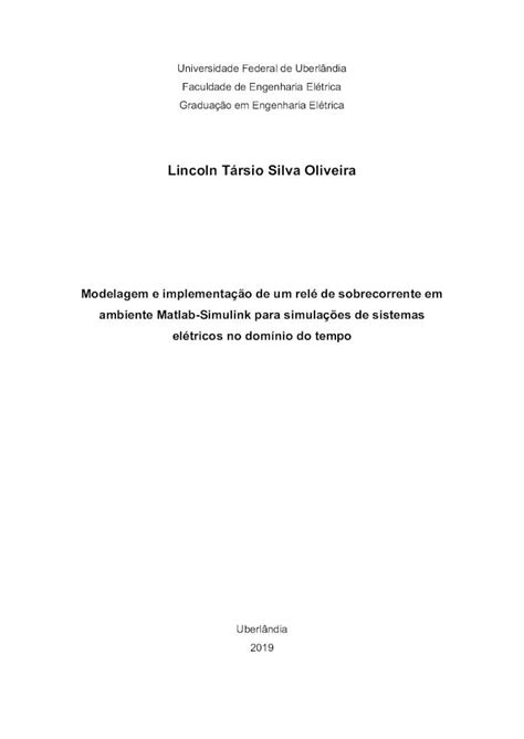 Pdf Lincoln Társio Silva Oliveira · Ambiente Matlab Simulink Para