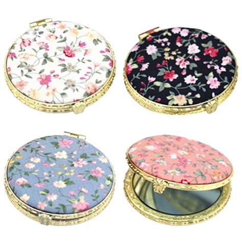275 Portable Travel Cosmetic Mirror Floral Satin Compact Mini